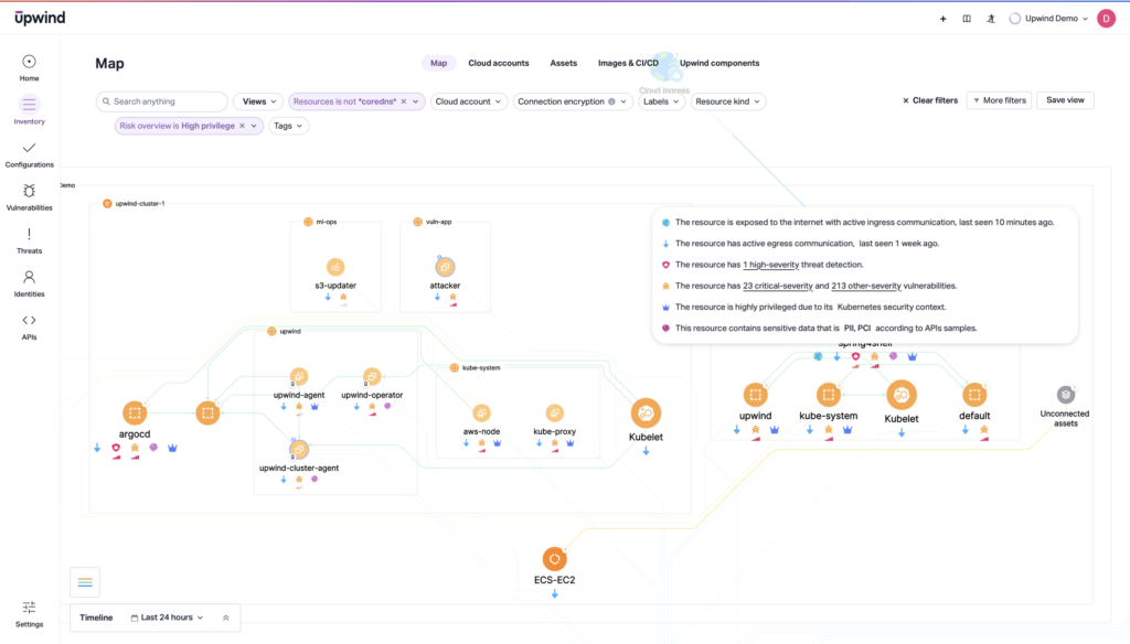 Automatically View High-Privilege Identity Insights in the Upwind Topology Map - Upwind